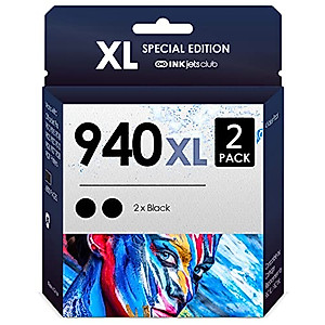 INKjetsclub Compatible Replacement for 940XL Ink Cartridge. Works with Officejet Pro 8500A 8000 8500 8500A Plus Printers. 2 Pack (Black)