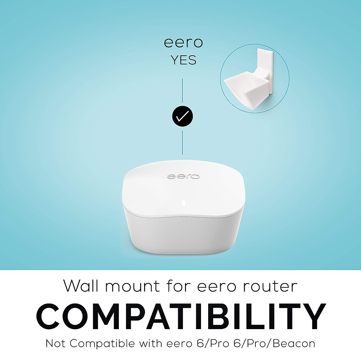 Screwless Wall Mount for Eero Mesh WiFi Holder, Tilted for Max Reception, Custom Design (NOT Compatible with Eero 6/Pro 6/Beacon), Strong VHB Adhesive, No Tools, No Mess, White by Brainwavz