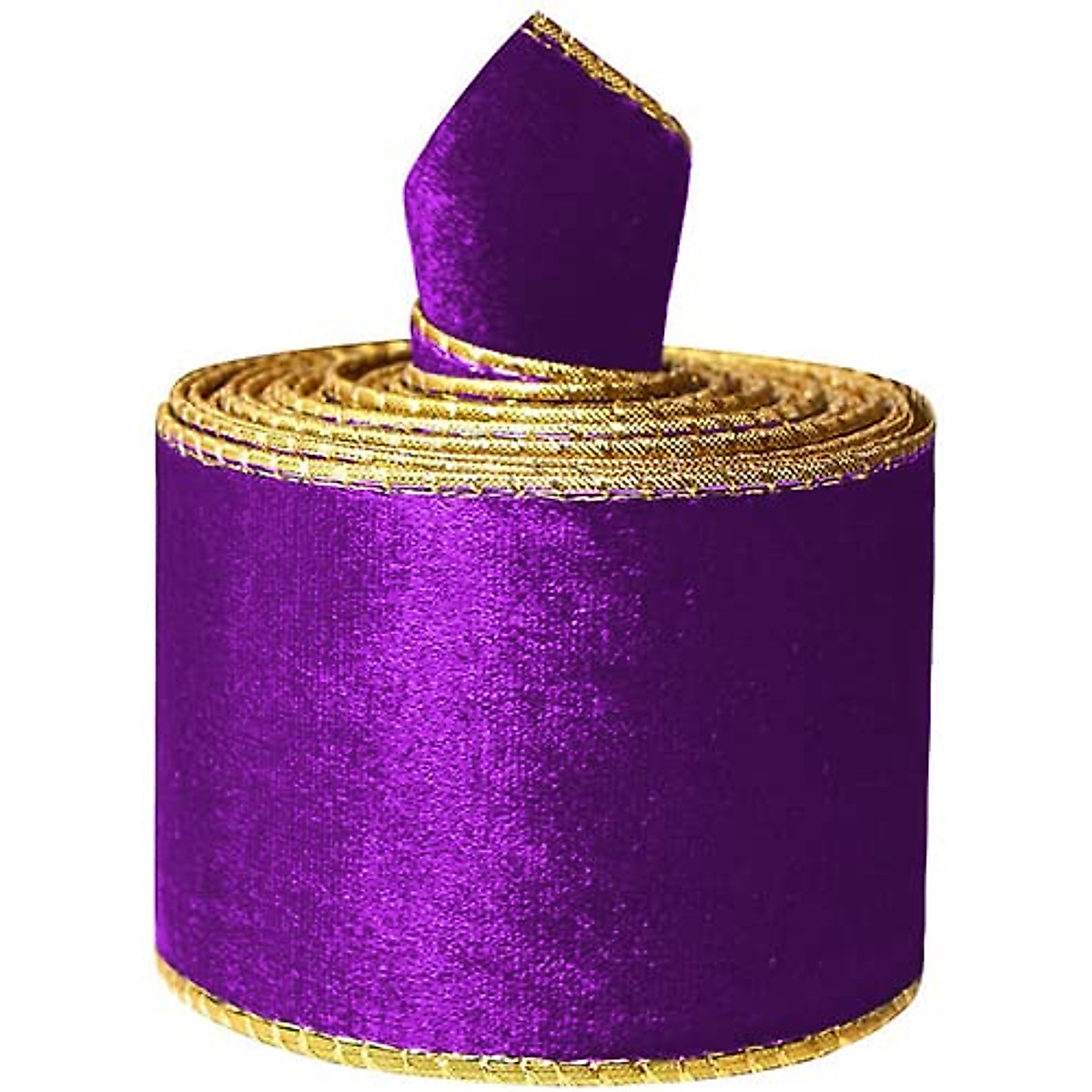 Purple Wired Velvet Ribbon for Gift Wrapping, Chrisrtmas Tree (2-1/2 inch, 5 Yards)
