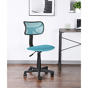 JJS Kids Mesh Rolling Desk Chair, Small Swivel Office Computer Chair for Teens, Low-Back Adjustable Upholstered Student Task Chair, Blue