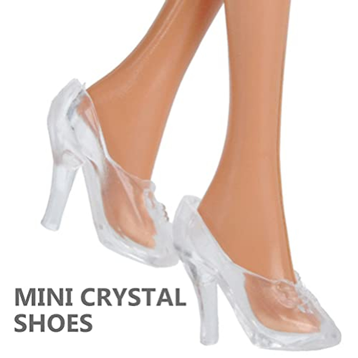 TOYANDONA 30 Pairs Doll Shoes, Fashion Doll High Heels Shoes Miniature Doll Shoes Mini Doll Costume Accessories for Girls Dollhouse Crafts ( Clear )