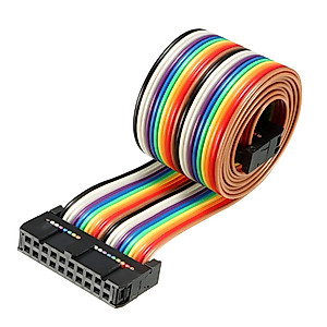 uxcell IDC Rainbow Wire Flat Ribbon Cable 20 Pins 66cm Length 2.54mm Pitch Type-B