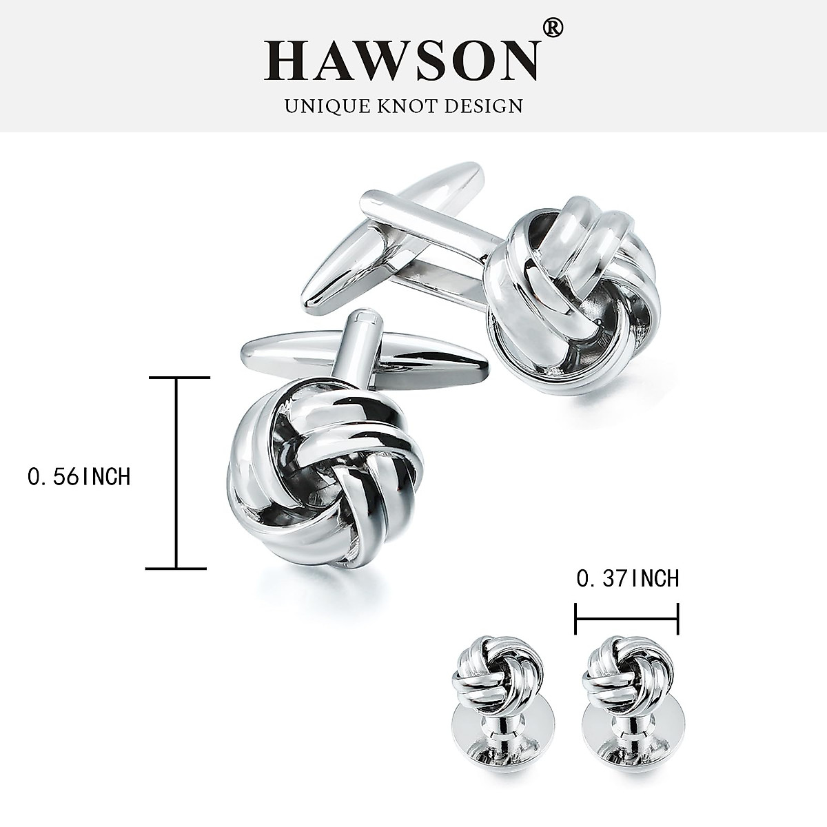 HAWSON Personalize Flower Knot Man Shirt Tuxedo 6 Studs and 2 Cufflinks Set Silver