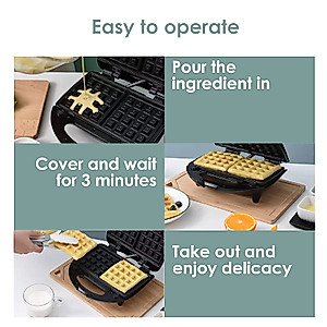 VCJ Sandwich Maker Waffle Maker 3-in-1 800W Panini Press with Detachable Non-stick Plates, LED Indicator Light, Cool Touch Handle, Compact and Portable