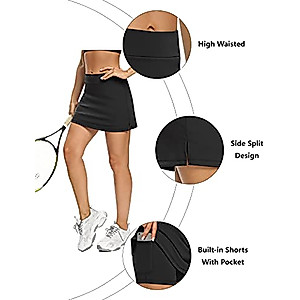 LouKeith Tennis Skirts for Women Golf Athletic Activewear Skorts Mini Summer Workout Running Shorts with Pockets Black S