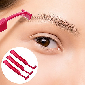 HEALLILY 6pcs Eyebrow Razor Stainless Steel Eyebrow Shaving Tool Facial Hair Remover Manual Beard Shaver for Women Men Beauty Travel Red