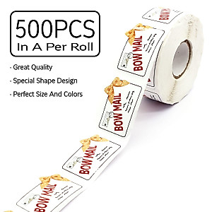 Bow Mail Stickers,Thank You Stickers,Handmade Stickers,Small Shop Stickers,Envelopes Stickers for Small Business, Online Retailers,Handmade Goods,500 Labels Per Roll