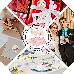 TUCEWP 620Pcs Thank You Cards and Stickers Set, Include 120 Thank You Cards Small Business Bulk 500 Thank You for Your Order Stickers Pink Thank You Stickers for Packaging Envelope Seals Business