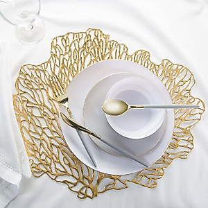 Home Details 4 Pack Coral Shape Placemat, Kitchen, Dinning Room, Place Setting, Décor, Gold