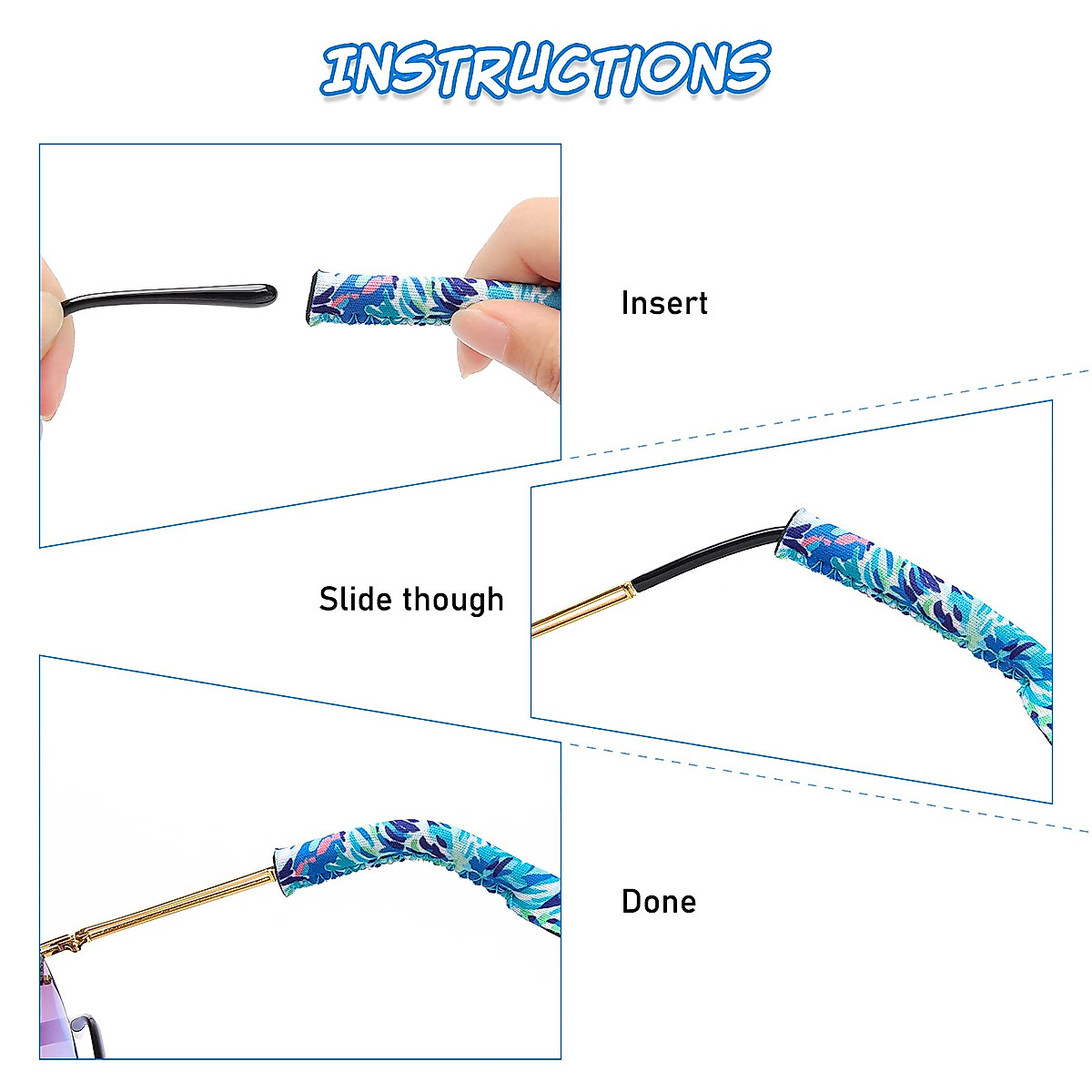 Coolrunner Floating Sunglass Straps 2pcs Floating Eyewear Retainers, Driftfish Floating Sunglass Strap, Fashion Floating Sunglass Straps (Blue)