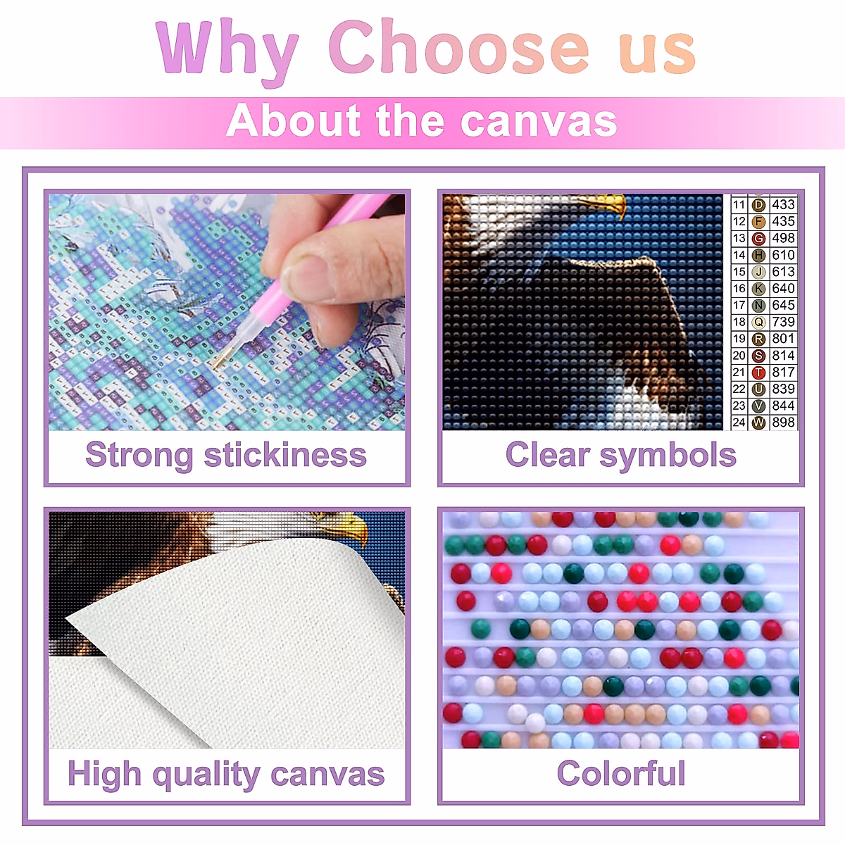 5D DIY Diamond Painting Kits Full Drill,Diamond Painting Kits Art,Animal Diamond Art, Handsome Eagle Diamond Painting Craft for Home Office Wall Decor 8x12 inch