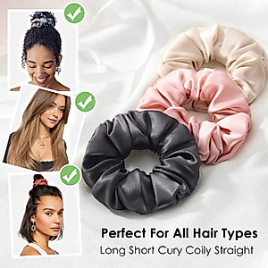 Michooyel 3Pack Silk Scrunchies For Hair Mulberry Silk 16 Momme Scrunchies With Elastic Band Silk Hair Scrunchies Hair Ties For Women Girls