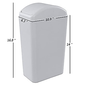 Jandson 14 Liter Swing Trash Can, Slim Trash Bin for Narrow Space, Light Grey
