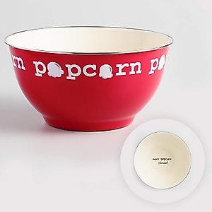 Popcorn Serving Bowl - Large Reusable Popcorn Containers - Ideal Gift for Family Movie Night, Party, Picnic - Red Metal Snack Bowl - Popcorn Mixed Serving Dish - Light & Sturdy by WorldMarket