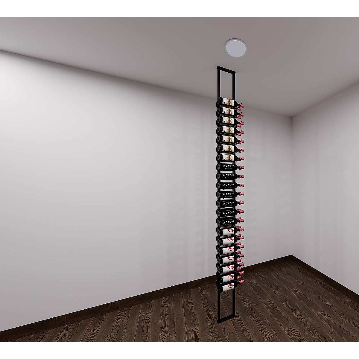 VintageView W Series One-Sided Floating Wine Rack Kit (42 Bottles, Satin Black) Stylish Modern Wine Storage with Label Forward Design