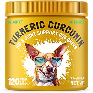 Wild Alaskan Salmon Oil for Dogs & Cats 32 oz and Turmeric Curcumin Hip & Joint Dogs Supplement Anti-Inflammatory Support for Arthritis & Mobility 120 Chews