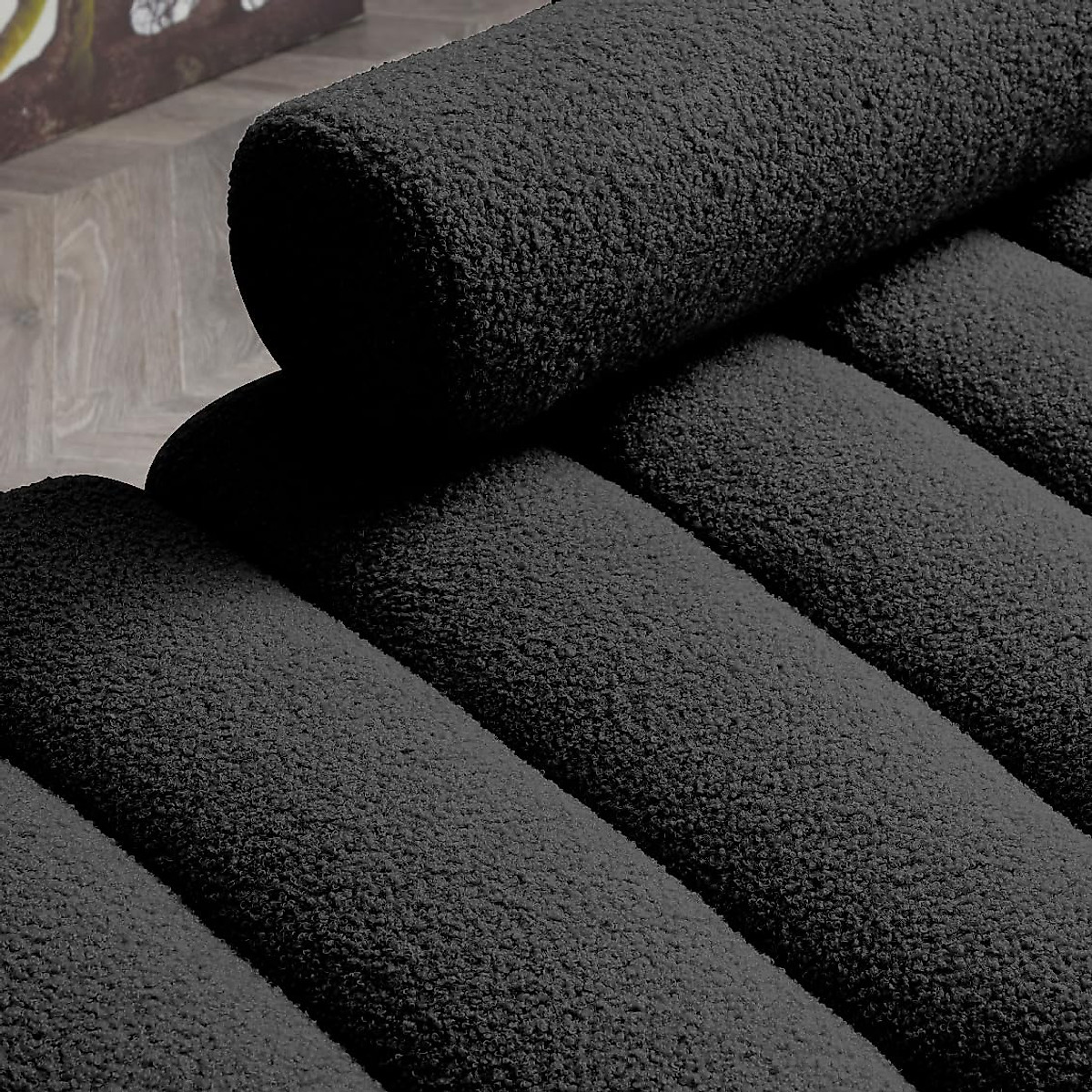 FUQIAOTEC 53" Modern Loveseat Sofa Couch, Sherpa Upholstered Accent Sofa with Adjustable Backrest, Small Space End of Bed Bench Sofa Stool for Bedroom/Apartment/Office (Black)