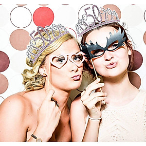 50th Birthday Cake Topper, 50th Sash Satin 50 & Fabulous Sash and Pink Rhinestone 50th Tiara for 50th Birthday Decorations and Party Supplies