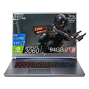 Acer Predator Helios Triton 500 SE 16" QHD+ 165Hz (Intel Core i7-11800H, 64GB RAM, 2TB SSD, RTX 3060 6GB) Gaming Laptop, 500 nits, RGB Backlit, Thunderbolt 4, IST HDMI, Win 10 Home/Win 11 Home