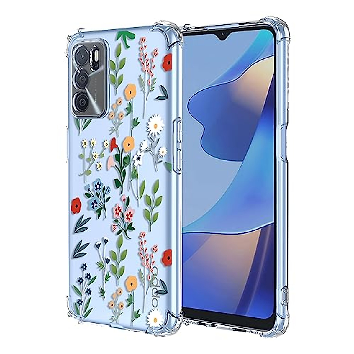 OEURVQO for Oppo A16 Oppo A16s Oppo A54s Case Clear Floral Flower Pattern Design Soft TPU Cover Shockproof Bumper Anti-Scratch Protective Case for Oppo A16 (Lush Flora)