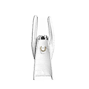 Tiny Purse Patent Leather Tote Mini Purse clutch Shoulder Bag Satchel Shape Crossbody Handbag (White-large)