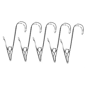 HOME-X Travel Hanging Clothes Pins, Clothes Clips Hooks, Portable Hangers for Clothes, Boot Hooks, Heavy Duty Metal Clips, 5 Pack, 4" L x 2 ½” W x 1" H