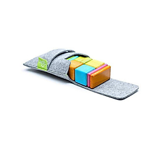 8 Piece Tegu Pocket Pouch Magnetic Wooden Block Set, Tints
