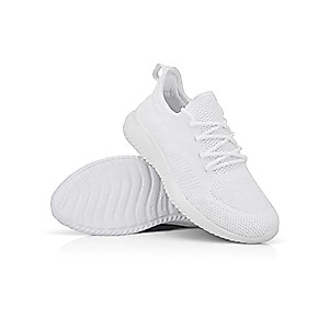 Flysocks Slip On Sneakers for Women-Fashion Sneakers Walking Shoes Non Slip Lightweight Breathable Mesh Running Shoes Comfortable All White 9