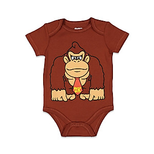 Super Mario Nintendo Mario Yoshi Donkey Kong Browser Lugi Toad Newborn Baby Boys 5 Pack Short Sleeve Bodysuits MulticoloRed 6-9 Months