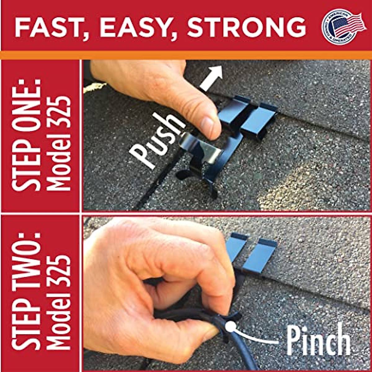 Grip Clip Roof Clips - Clip Hooks for Installing Heat Tape & De-Icing Cable - Prevents Unnecessary Damage to Roofing - Simple Nail-Free Outdoor Cable Clips (.325-25 Pack)