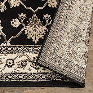Superior Elegant Kingfield Collection Area Rug, 8mm Pile Height with Jute Backing, Classic Bordered Rug Design, Anti-Static, Water-Repellent Rugs - Black, 5' x 8' Rug