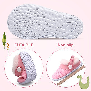 JOINFREE Baby Boys Girls Rubber Sole Indoor Outdoor House Slippers Lightweight Shoes Pink 18-24 Months
