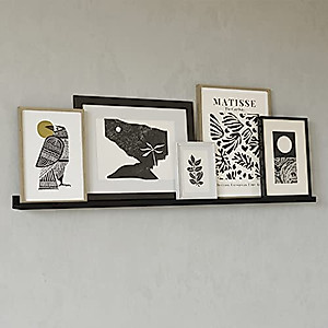 Wallniture Denver 46" Black Floating Shelf for Wall Collage, Picture Ledge Shelf for Living Room Decor