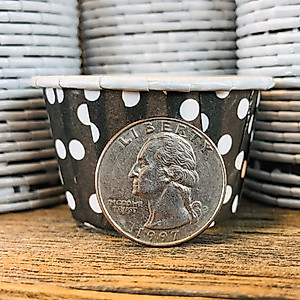 Bulk MINI Candy Nut Paper Cups - Mini Baking Liners - Black Polka Dot - 100 Pack