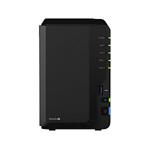 Synology DiskStation DS220+ NAS Server with Celeron 2.0GHz CPU, 6GB Memory, 8TB SSD Storage, 2 x 1GbE LAN Ports, DSM Operating System