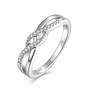 STARCHENIE Twisted Infinity Ring 925 Sterling Silver Wedding Band Ring for Women Size 9