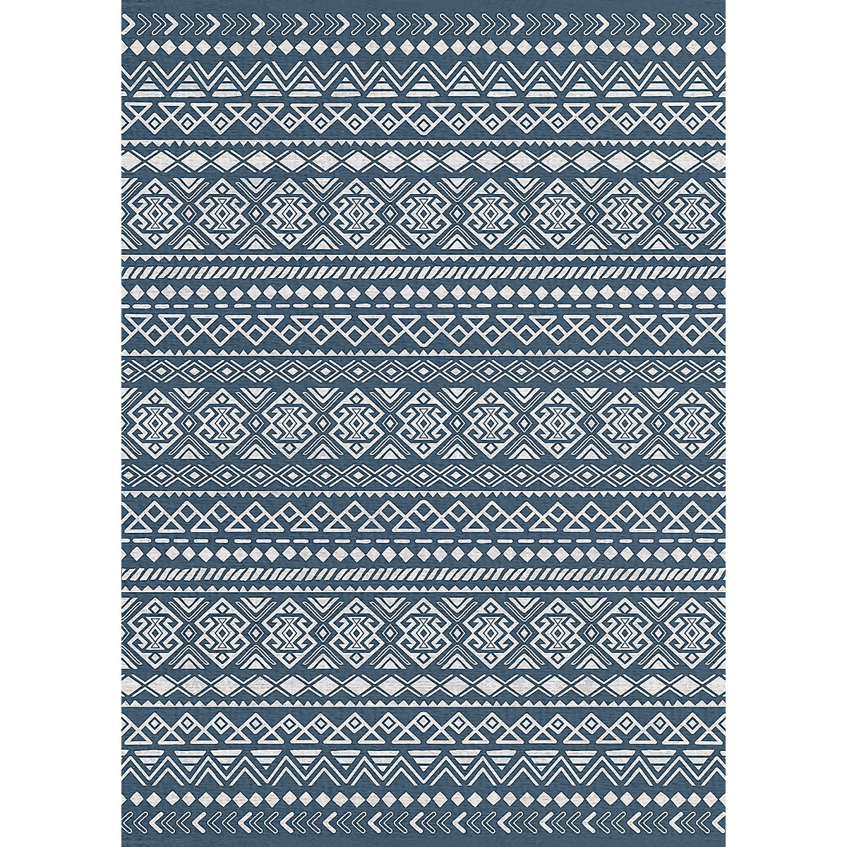 vivorug Washable Rug, Ultra Soft Area Rug 5x7, Non Slip Abstract Rug Foldable, Stain Resistant Rugs for Living Room Bedroom, Moroccan Fuzzy Rug (Navy, 5'x7')