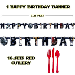 Classic Star Wars Birthday Party Supplies For 16 With Star Wars Plates, Napkins, Cups, Birthday Banner, Cutlery, Masks, Tablecover and Star Wars Inspired Pin By Another Dream