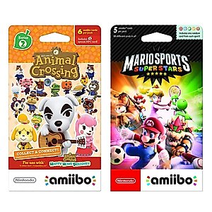 Nintendo Animal Crossing Cards Series 2 (Pack of 6 Cards) and Mario Sports Superstars amiibo (Pack of 5 Cards) - Bundle - Nintendo Switch ,3DS and Wii U