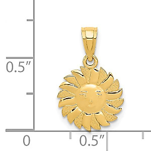 IceCarats 14K Yellow Gold Sun Face Necklace Charm Pendant Only