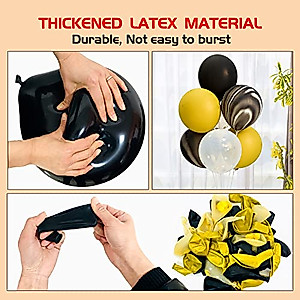 Black Gold Confetti Balloons 50 Pack 12 inch Black and Gold Metallic Latex Balloons with 1 Rolls of Ribbon for Birthday Graduation Celebration Party Decorations.