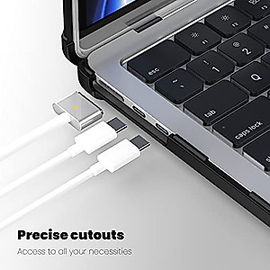 Batianda Case for M3 MacBook Air 13.6 inch 2024 2022 Model A3113/A2681- Full Protection Anti-Collision Design Foldable Stand TPU Bumper with Keyboard Cover Protector - Durable Scratch-Resistant, Black