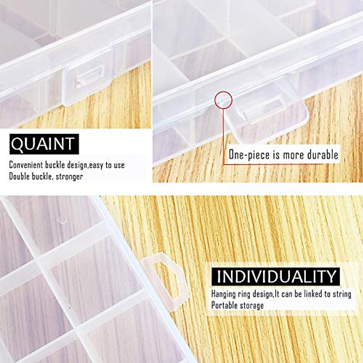 Portable Organizer 24-Fixed Compartments Clear Plastic Jewelry Box Organizer Storage Container
