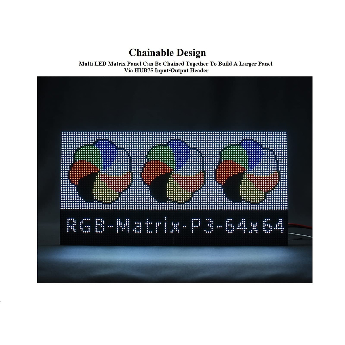 waveshare 64×64 Pixels RGB Full-Color LED Matrix Panel Display 3mm Pitch LED Module Compatible with Arduino,4096 Individual RGB LEDs,Adjustable Brightness