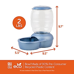 Petmate Replendish Gravity Feeder W/Microban, Pearl Peacock Blue, 2 LB, Made in USA