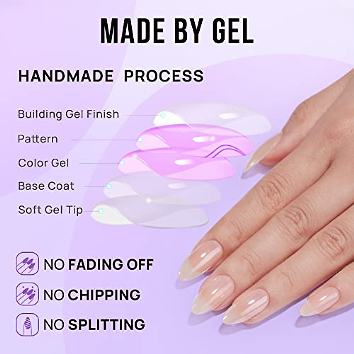 BTArtbox Soft Gel Press on Nails Almond Chrome Glue On Fake Nails, Light Weight & Fit Perfectly, Medium Natural, Nude, 15 Sizes - 30 Nail Kit, Glazed Donut