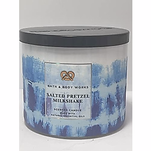 Bath & Body Works, White Barn 3-Wick Candle w/Essential Oils - 14.5 oz - 2021 Summer Scents! (Salted Pretzel Milkshake)