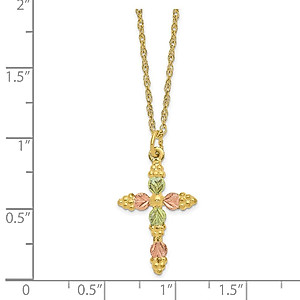 10k Tri-Color Black Hills Gold Cross Necklace 18in 14.46mm style 10BH704-18