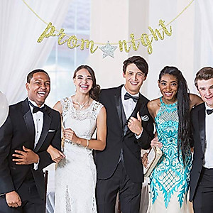 Prom Night Banner, Gold Glitter High School Prom Letter Banner, Prom Photo Prop, Prom, Graduation, Birthday Decoration (Gold)
