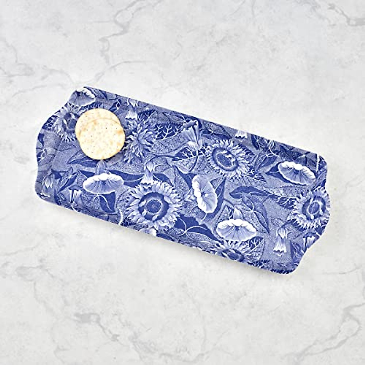 Pimpernel Blue Room Sunflower Collection Sandwich Tray | Serving Platter | Crudité and Appetizer Tray | Made of Melamine | Measures 15.1" x 6.5" | Dishwasher Safe